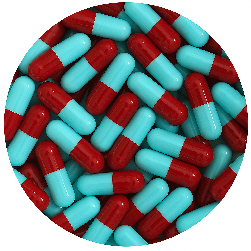 Size 0 Red Blue Gelatin Capsules, Body Top separated Empty Capsules ...